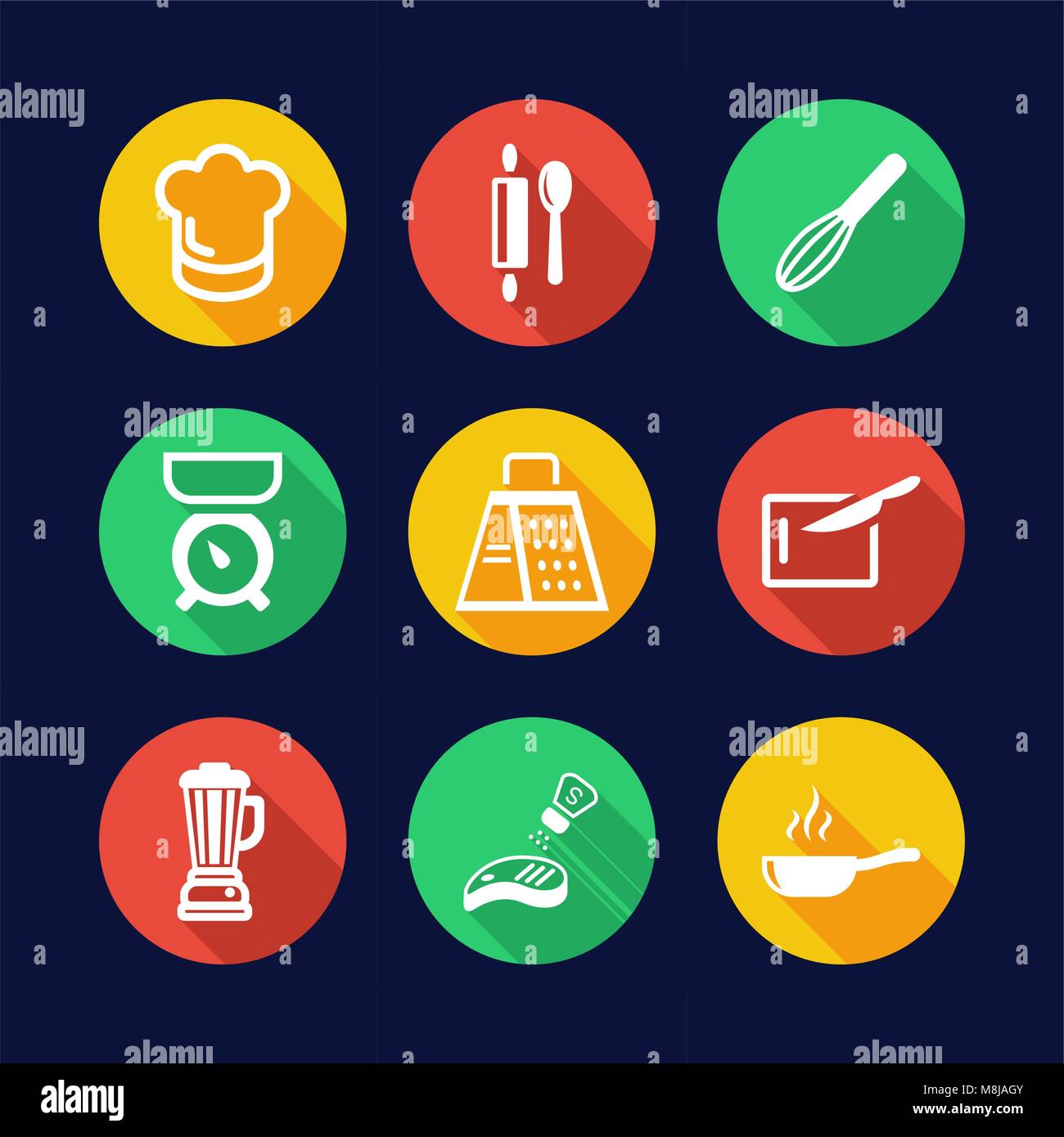 Cooking Icons Flat Design Circle Stock Vector Image & Art - Alamy