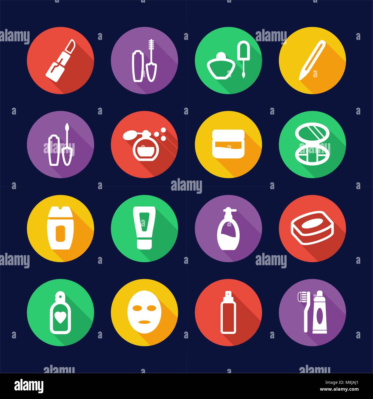 Cosmetics Icons Flat Design Circle Stock Vector Image & Art - Alamy