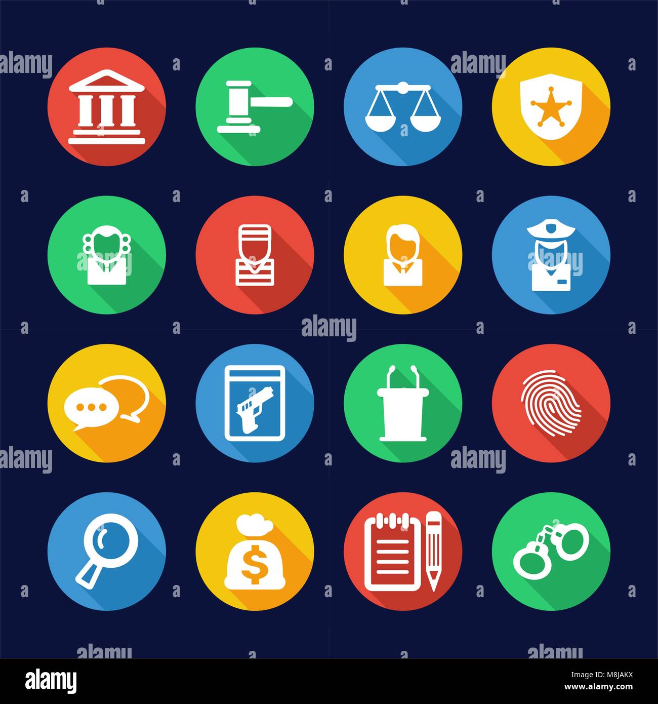 Courthouse Trial Icons Flat Design Circle Stock Vector Image & Art - Alamy