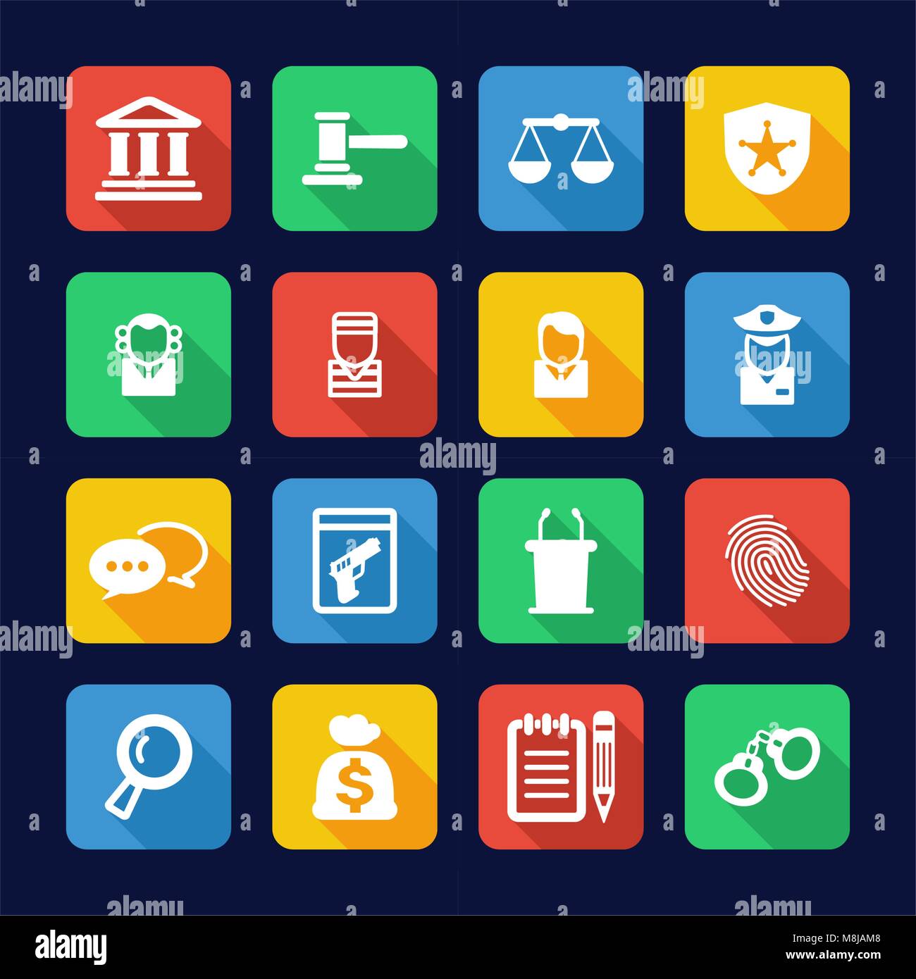 Courthouse Trial Icons Flat Design Stock Vector Image & Art - Alamy
