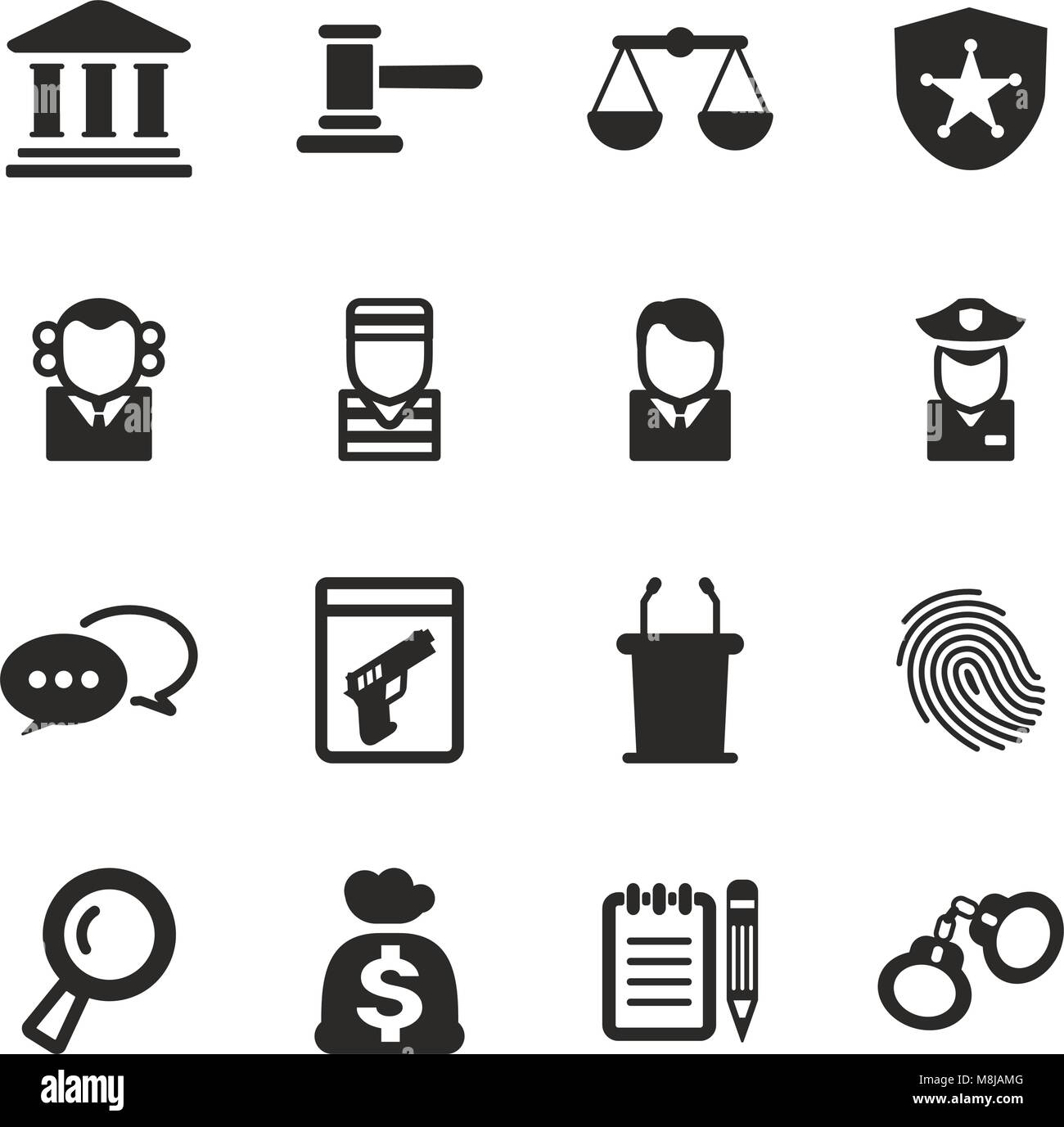 Courthouse Trial Icons Stock Vector Image & Art - Alamy