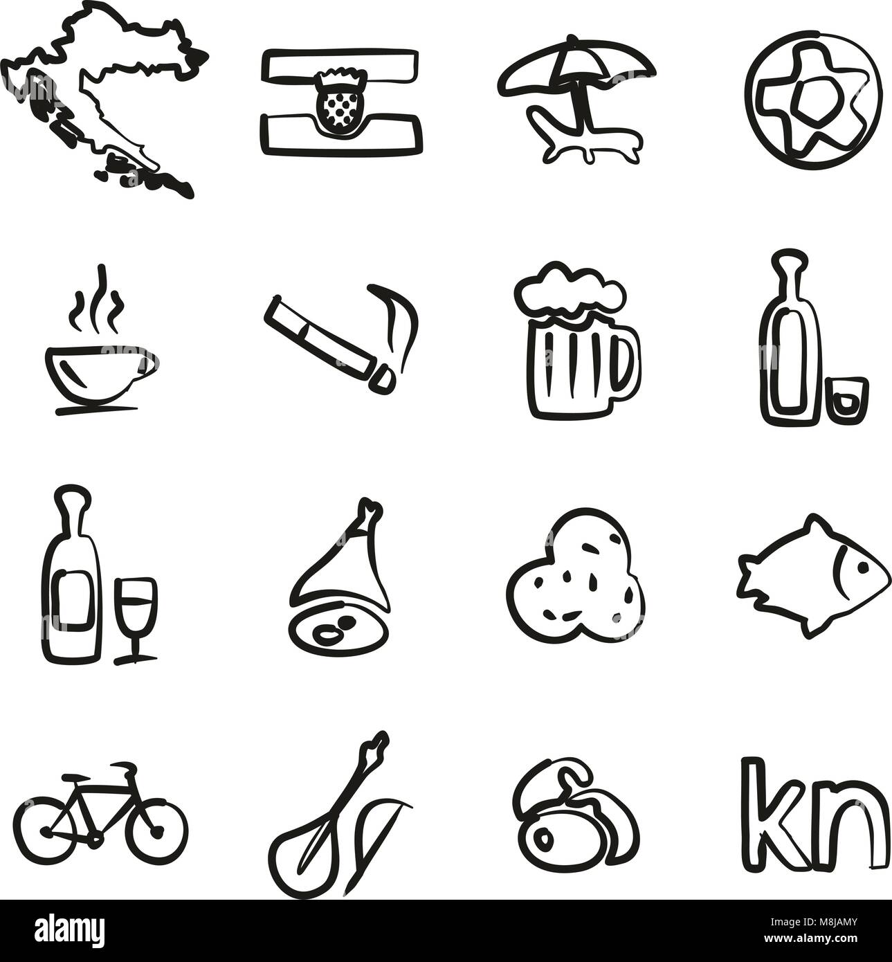 Croatia Icons Freehand Stock Vector Image & Art - Alamy