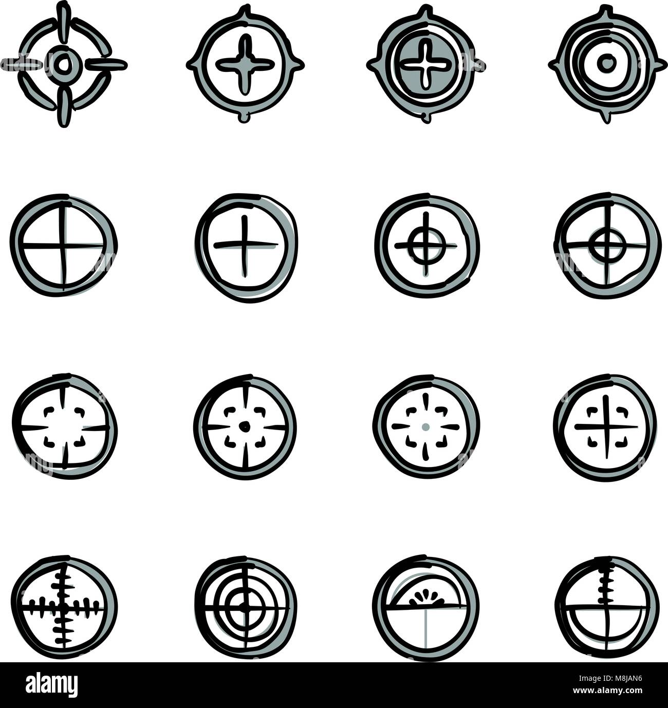 Crosshair Icons Freehand 2 Color Stock Vector Image & Art - Alamy