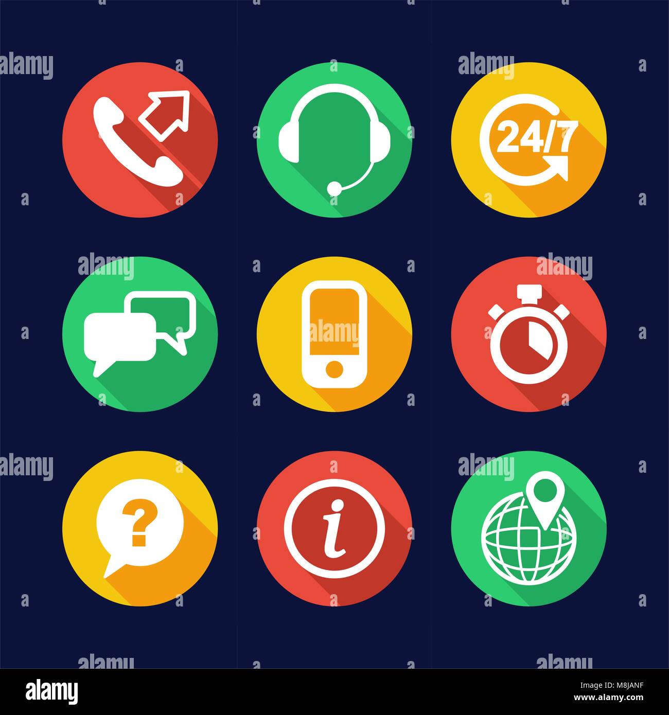 Customer Service Icons Flat Design Circle Stock Vector Image & Art - Alamy