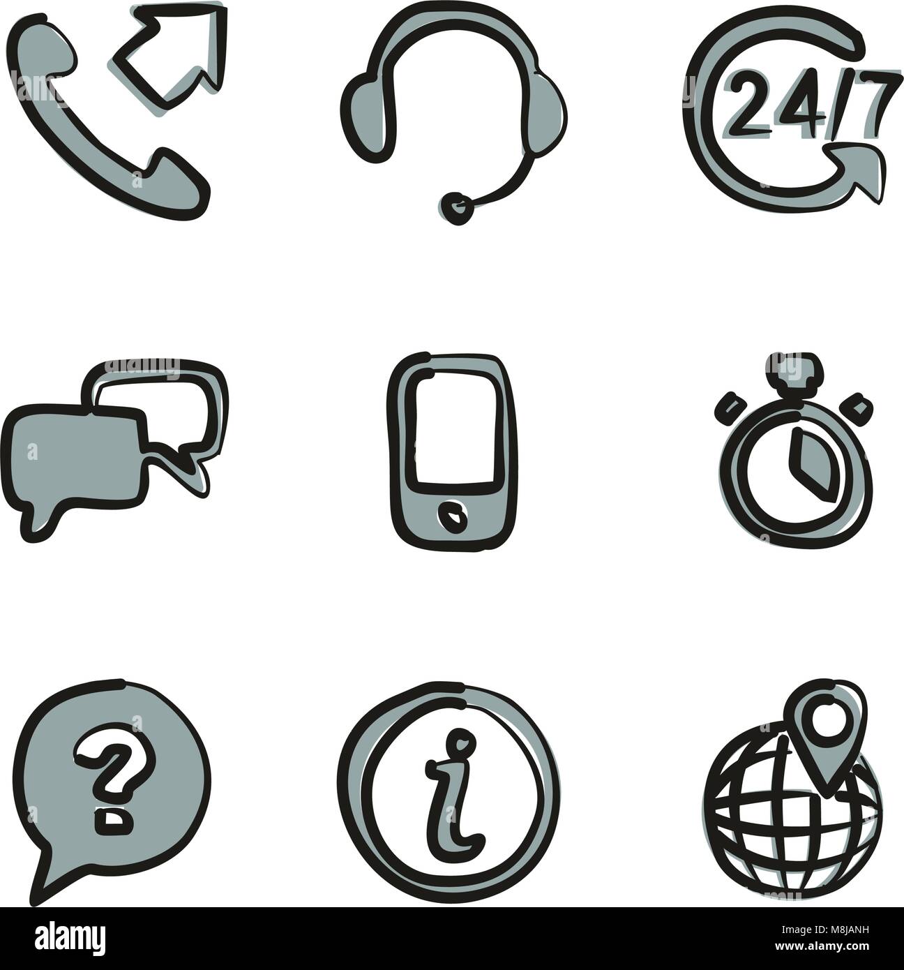 Customer Service Icons Freehand 2 Color Stock Vector Image & Art - Alamy