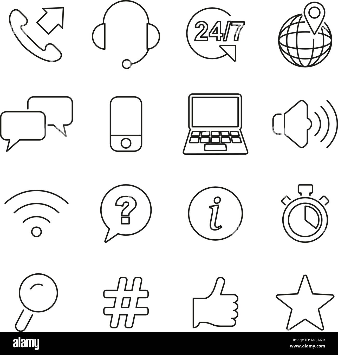 Customer Service or Support Center Icons Thin Line Vector Illustration ...