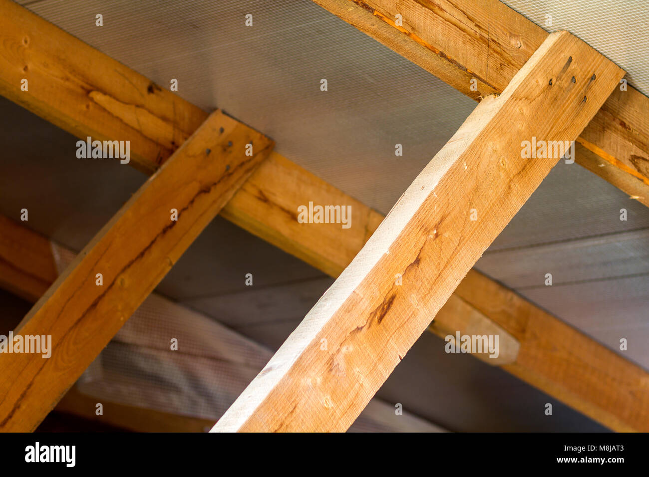 Wooden boards, elements of construction of a roof Stock Photo - Alamy