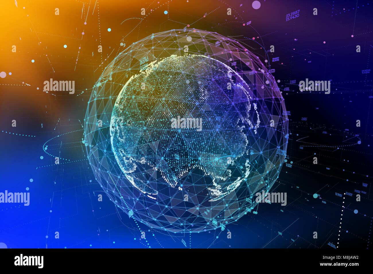 Abstract sphere shape of glowing global communication. Global Network ...