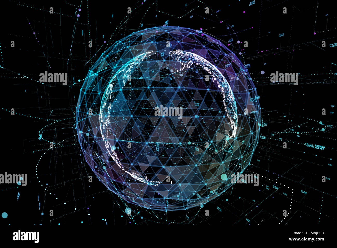 3d illustration of detailed virtual planet Earth. Technological digital ...