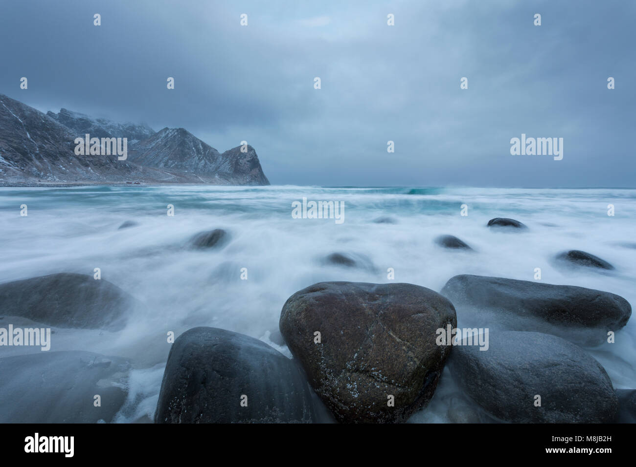 The rocky Beach of Unstad, Lofoten, Norway Stock Photo - Alamy