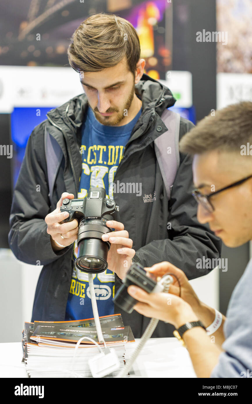 KIEV, UKRAINE - OCTOBER 08, 2017: People testing professional ...