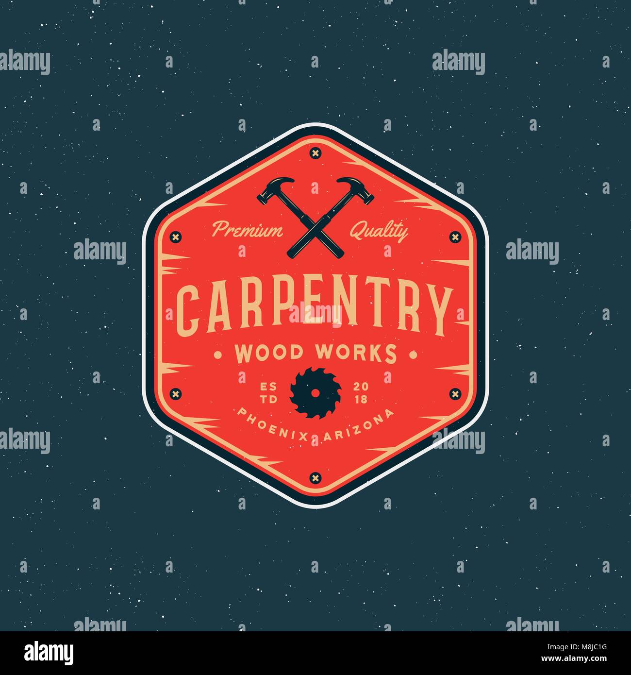 vintage carpentry logo. retro styled wood works emblem. vector ...