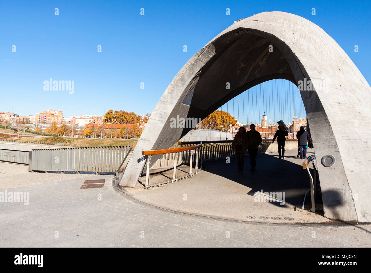 Matadero bridge on manzanares river at Madrid Rio Park. Madrid. Spain ...