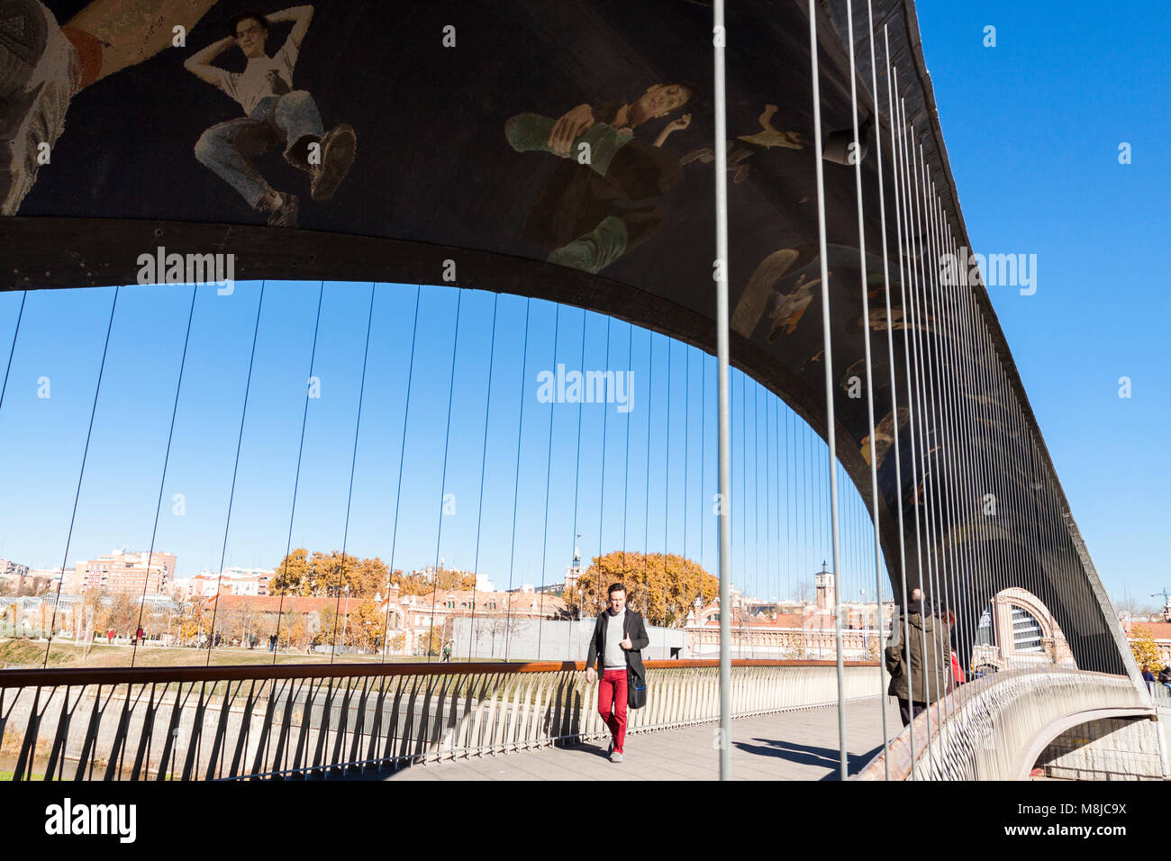 Matadero bridge on manzanares river at Madrid Rio Park. Madrid. Spain ...