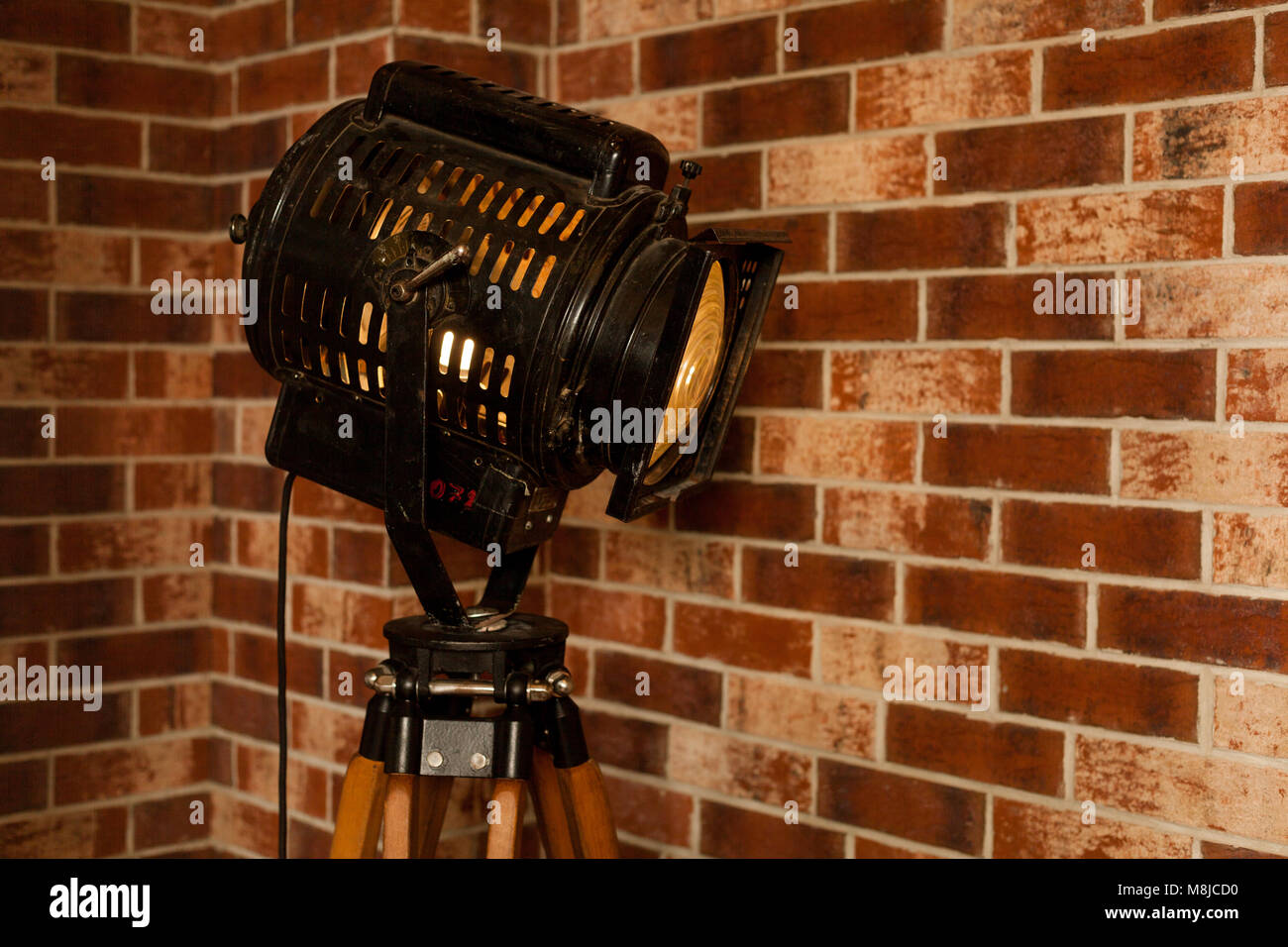 old vintage projector indoor interior with brick wall loft style Stock ...