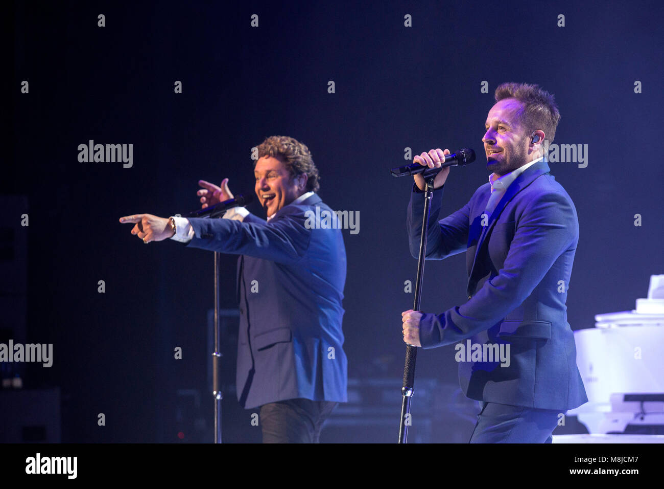 Michael Ball and Alfie Boe performing live on stage during the Together tour at the Eventim ...
