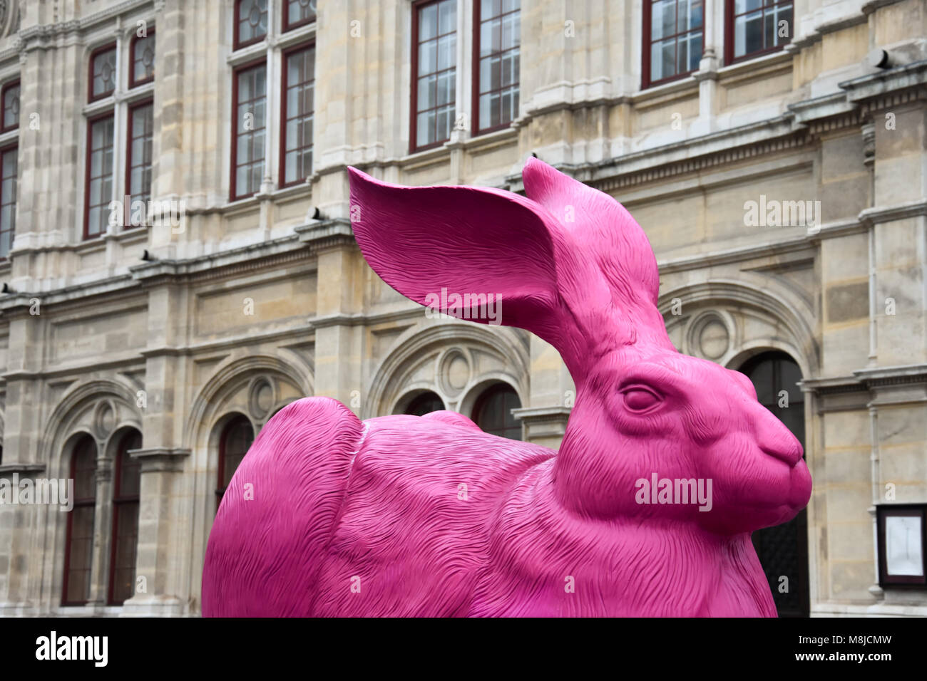 Vienna, Austria. January 31, 2017. Pink Rabbit Sculpture. State Opera ...