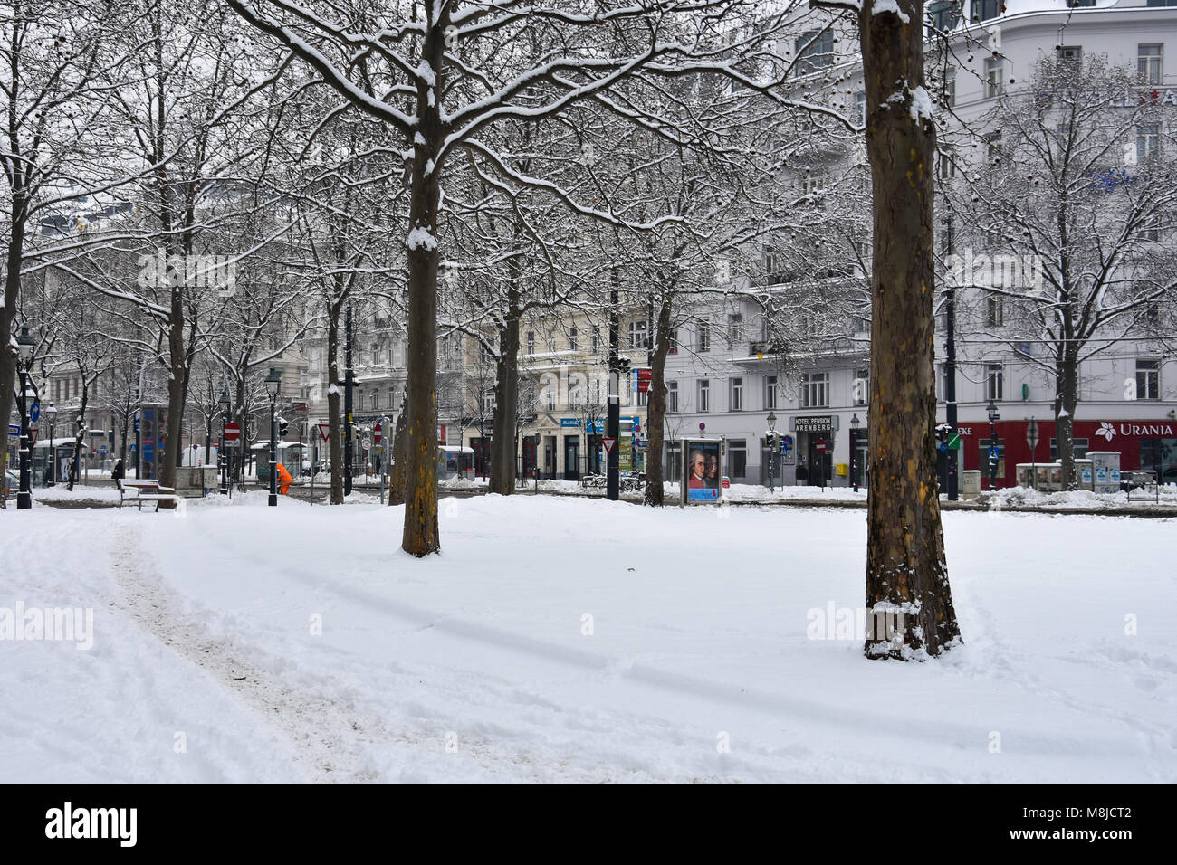 Vienna, Austria. February 1, 2017. Vienna after a huge snowfall and a ...