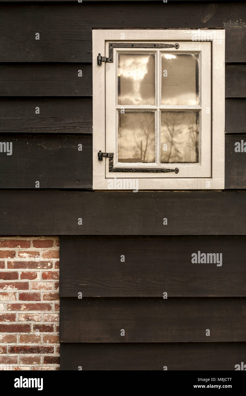 Old fashioned traditional wood window and brick wall in Amsterdam, The ...