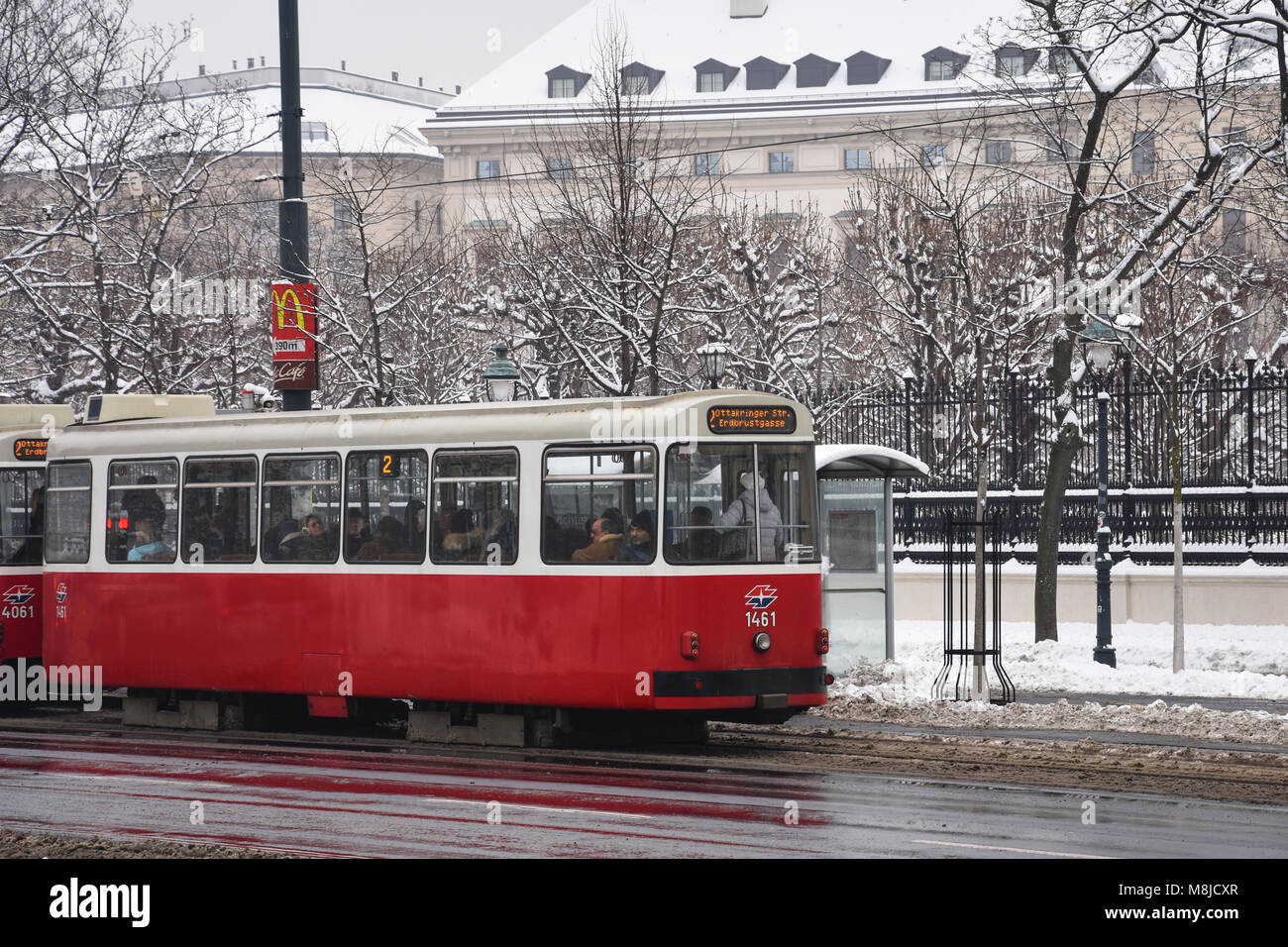 Vienna, Austria. February 1, 2017. Tram on the Vienna Ring Road ...