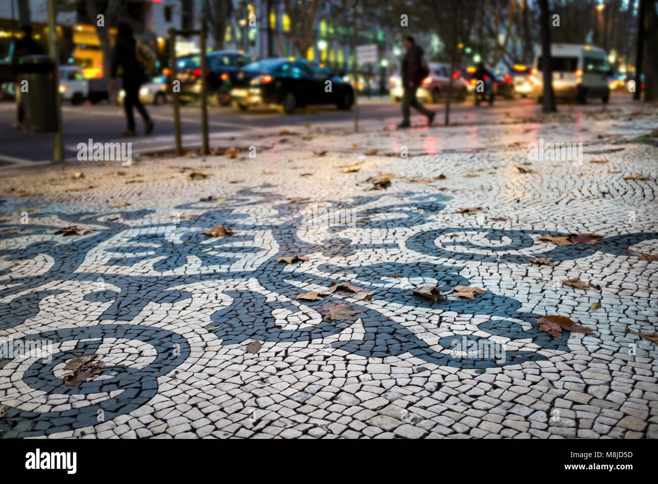 Detail of the beautiful Portuguese pavement at the Liberdade Avenue in ...