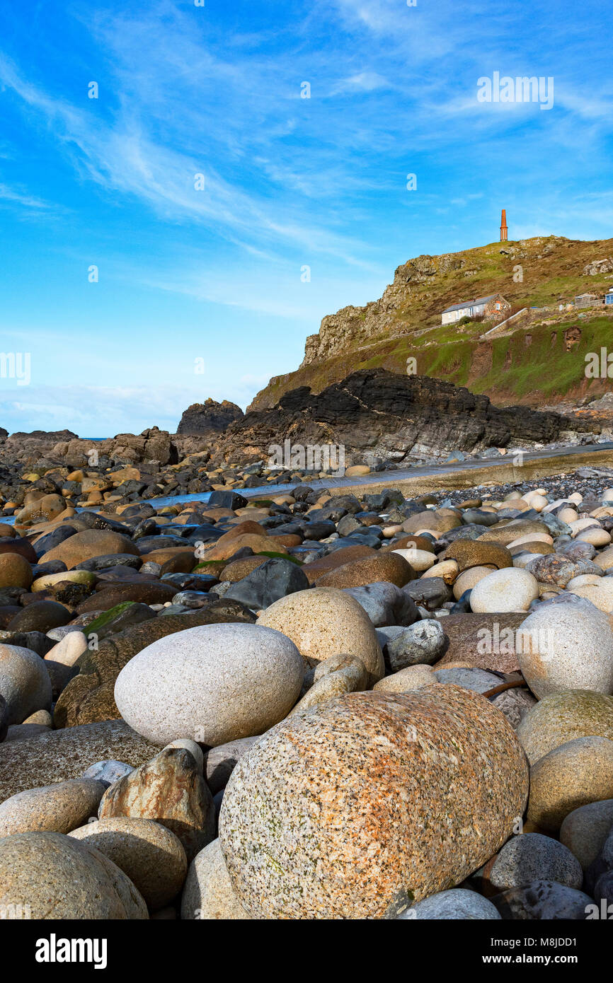 the headland promontory of cape cornwall viewed from priests cove near ...
