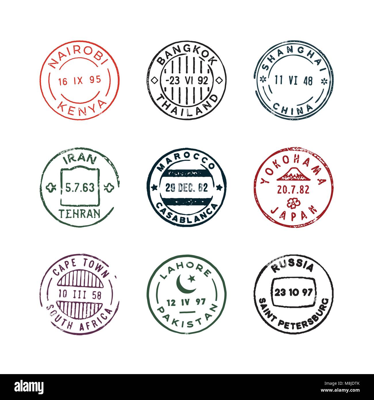 set of vintage postage stamps. vector illustration Stock Vector Image & Art - Alamy