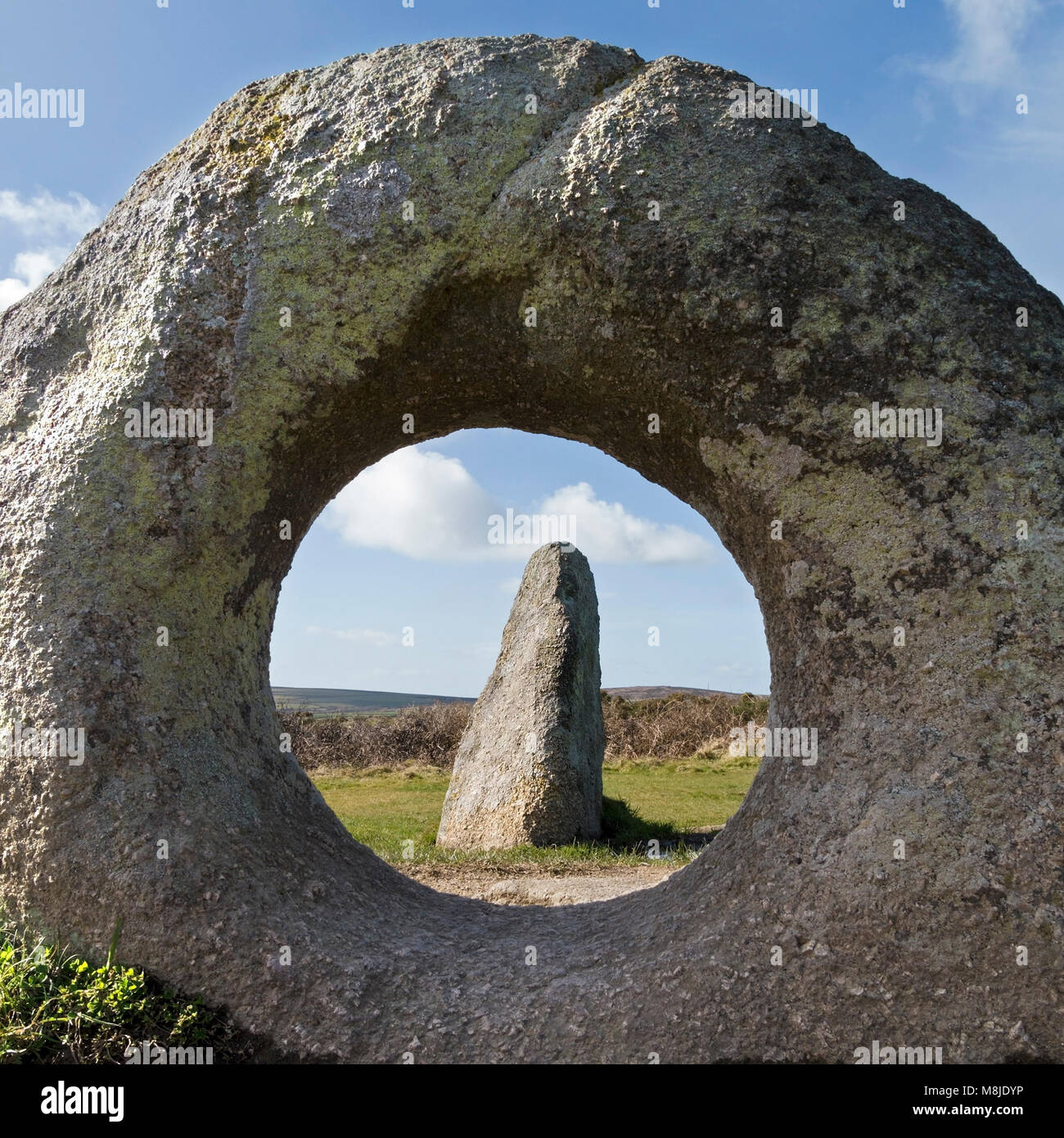 Men an Tol standing stones near Madron, Cornwall, England, UK Stock ...