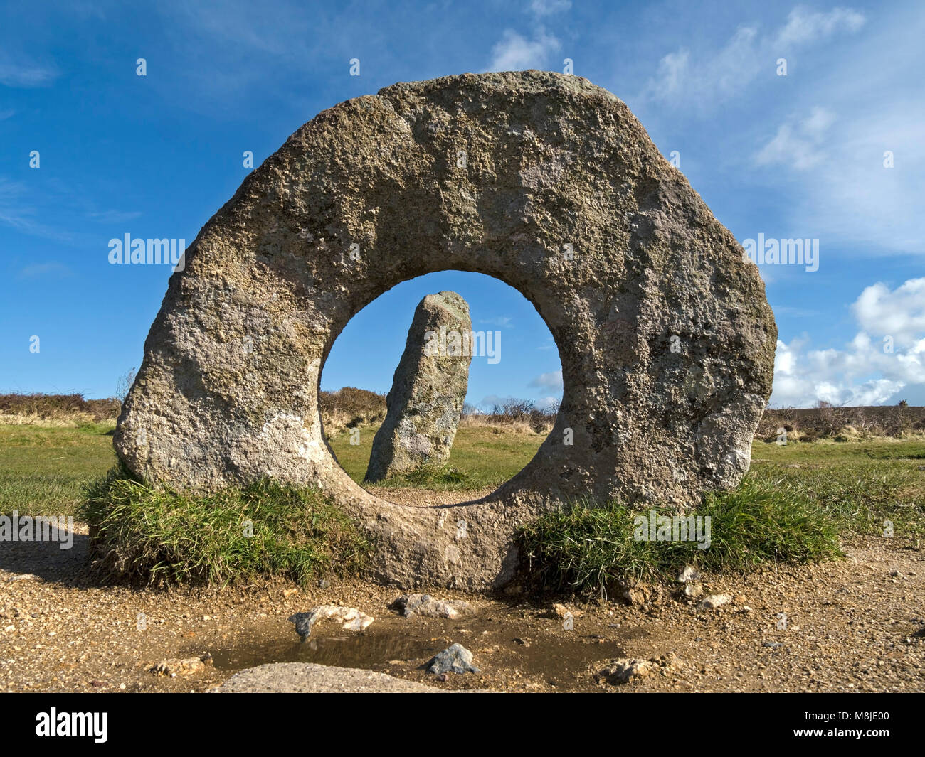 Men an Tol standing stones near Madron, Cornwall, England, UK Stock ...
