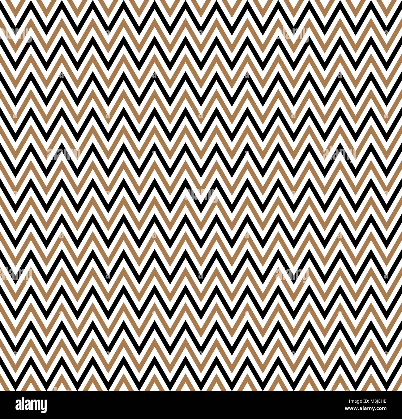 horizontal gold zigzag stripes pattern. Geometric repeating pattern of zigzag. Vector design ...