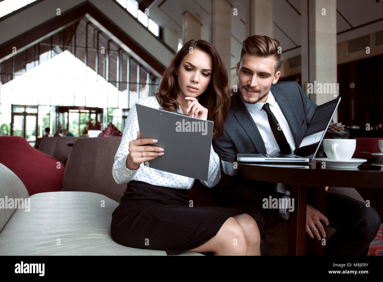 Young professionals work in modern office.Business crew working with ...