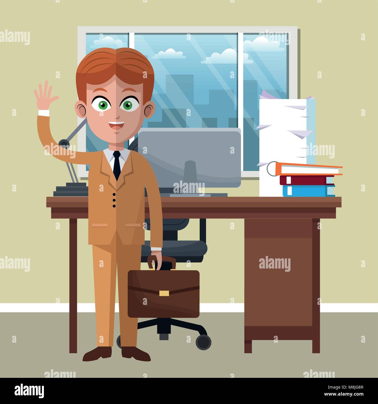 Businessman cartoon at office Stock Vector Image & Art - Alamy