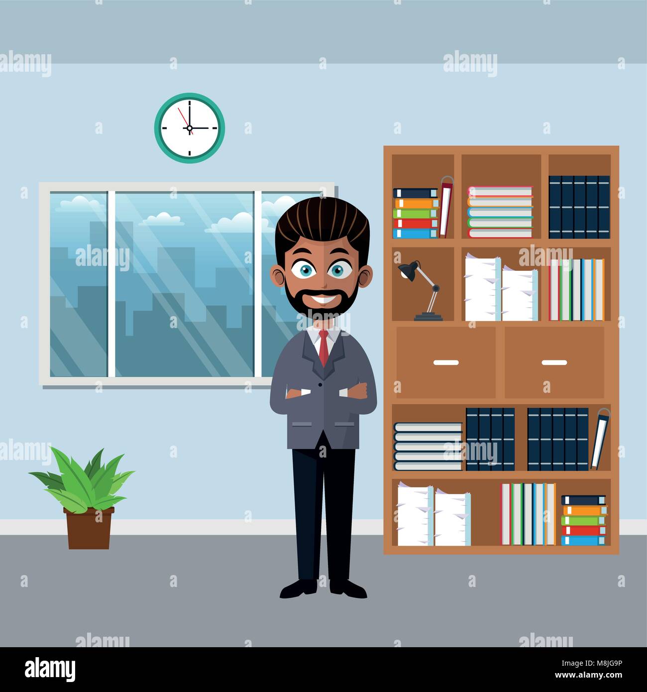 Businessman cartoon at office Stock Vector Image & Art - Alamy