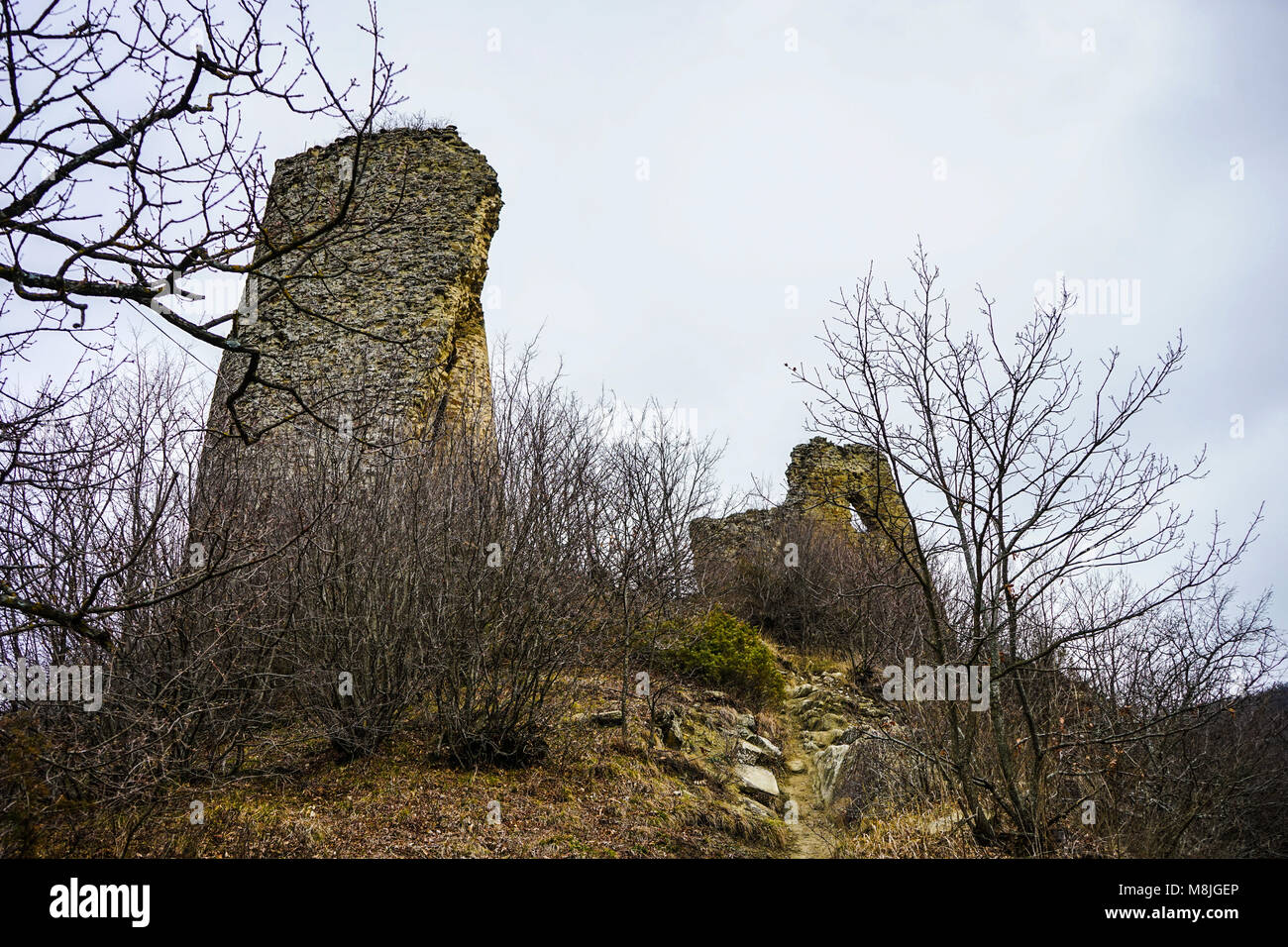 Ujarma castle ruins hidden in Caucasian mountain on the way from Kartli ...