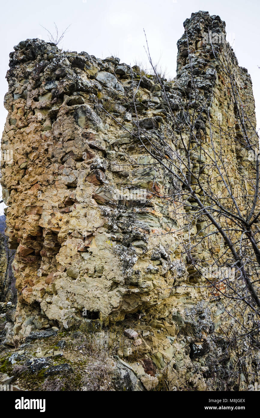 Ujarma castle ruins hidden in Caucasian mountain on the way from Kartli ...