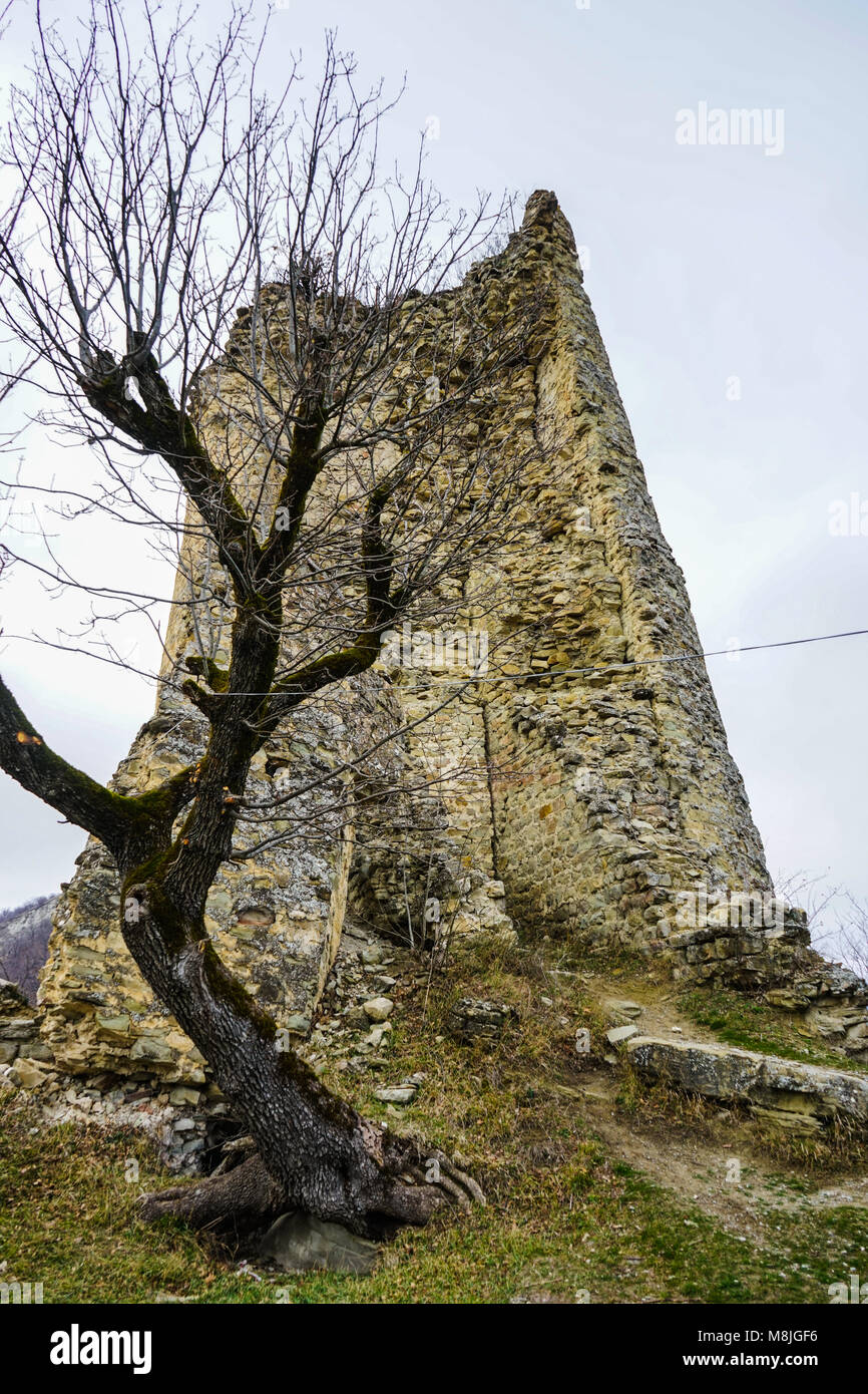Ujarma castle ruins hidden in Caucasian mountain on the way from Kartli ...