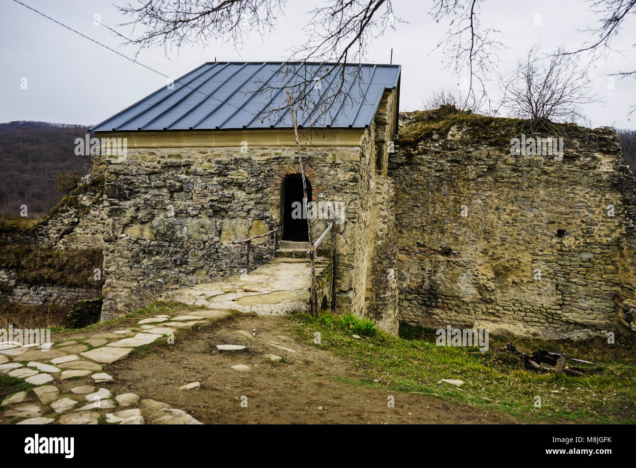 Ujarma castle ruins hidden in Caucasian mountain on the way from Kartli ...