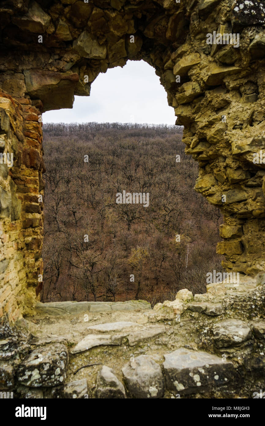 Ujarma castle ruins hidden in Caucasian mountain on the way from Kartli ...