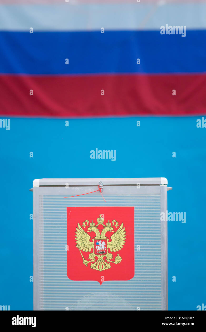 Presidential election - voting box with ballot papers in front of ...