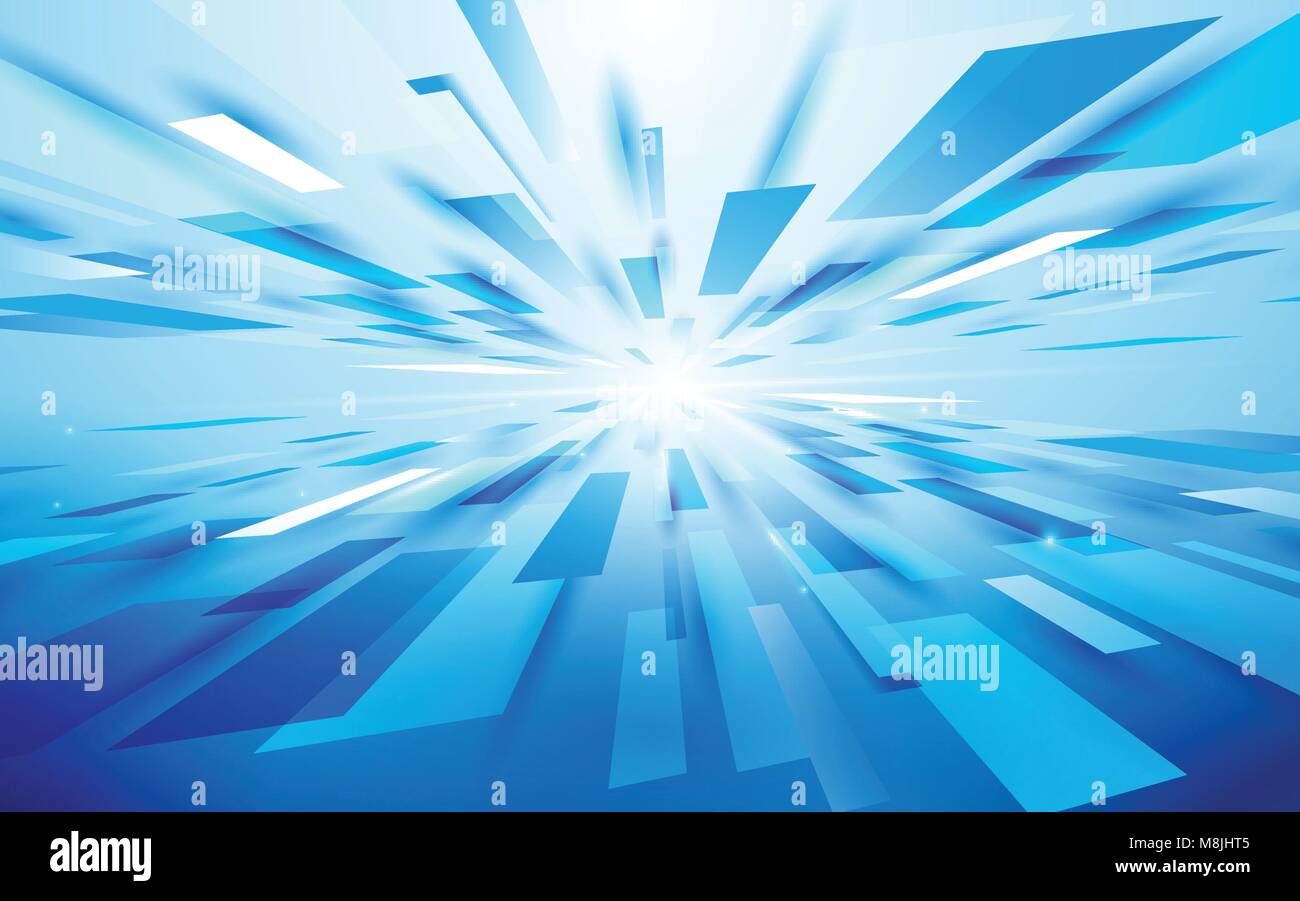 Abstract blue rectangles light motion technology digital hi tech perspective background Stock ...