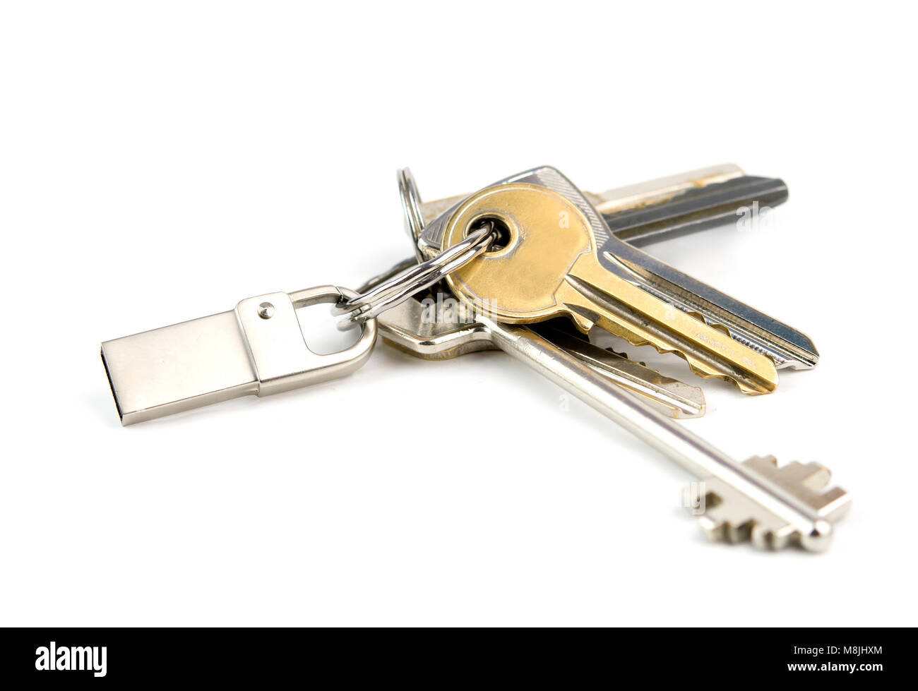 usb flash memory and keys isolated on the white background Stock Photo ...