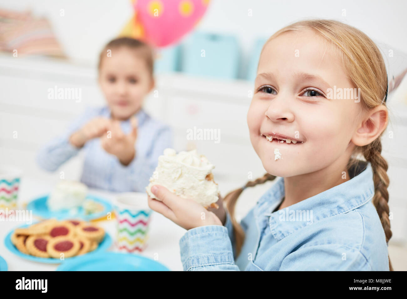 Eating tasty cake Stock Photo - Alamy