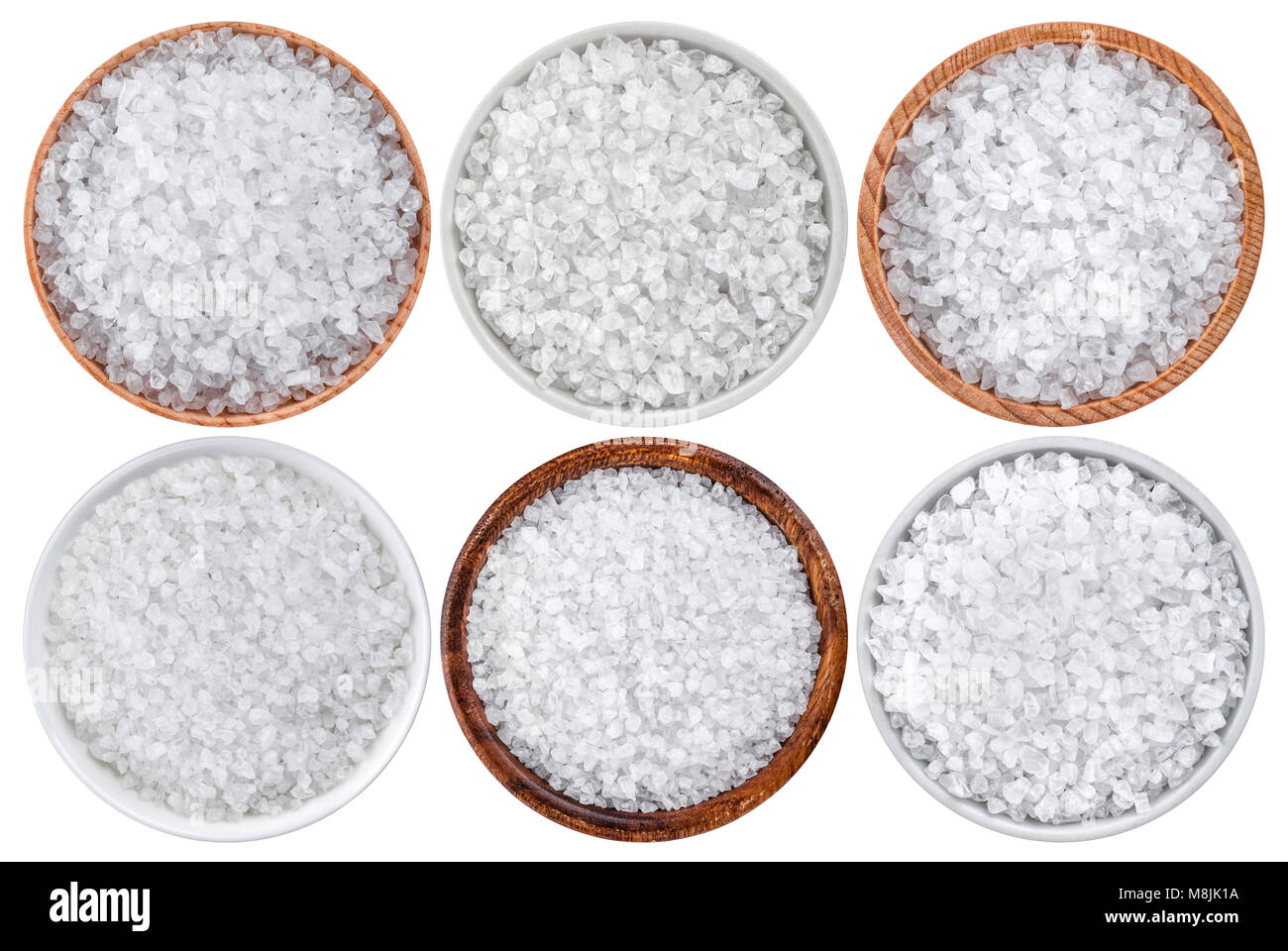 Top view of sea salt isolated on white background closeup Stock Photo ...