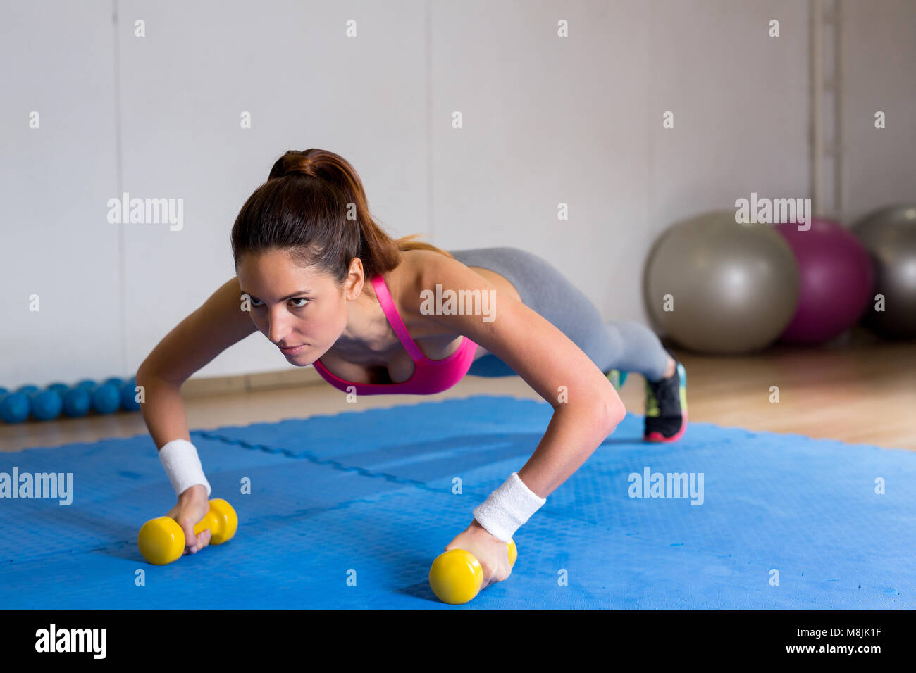 Push-ups in gym Stock Photo - Alamy