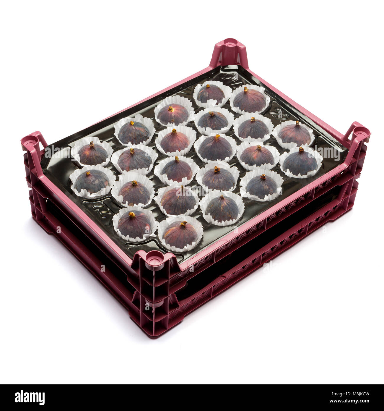 full vegetable box with figs on white background Stock Photo - Alamy