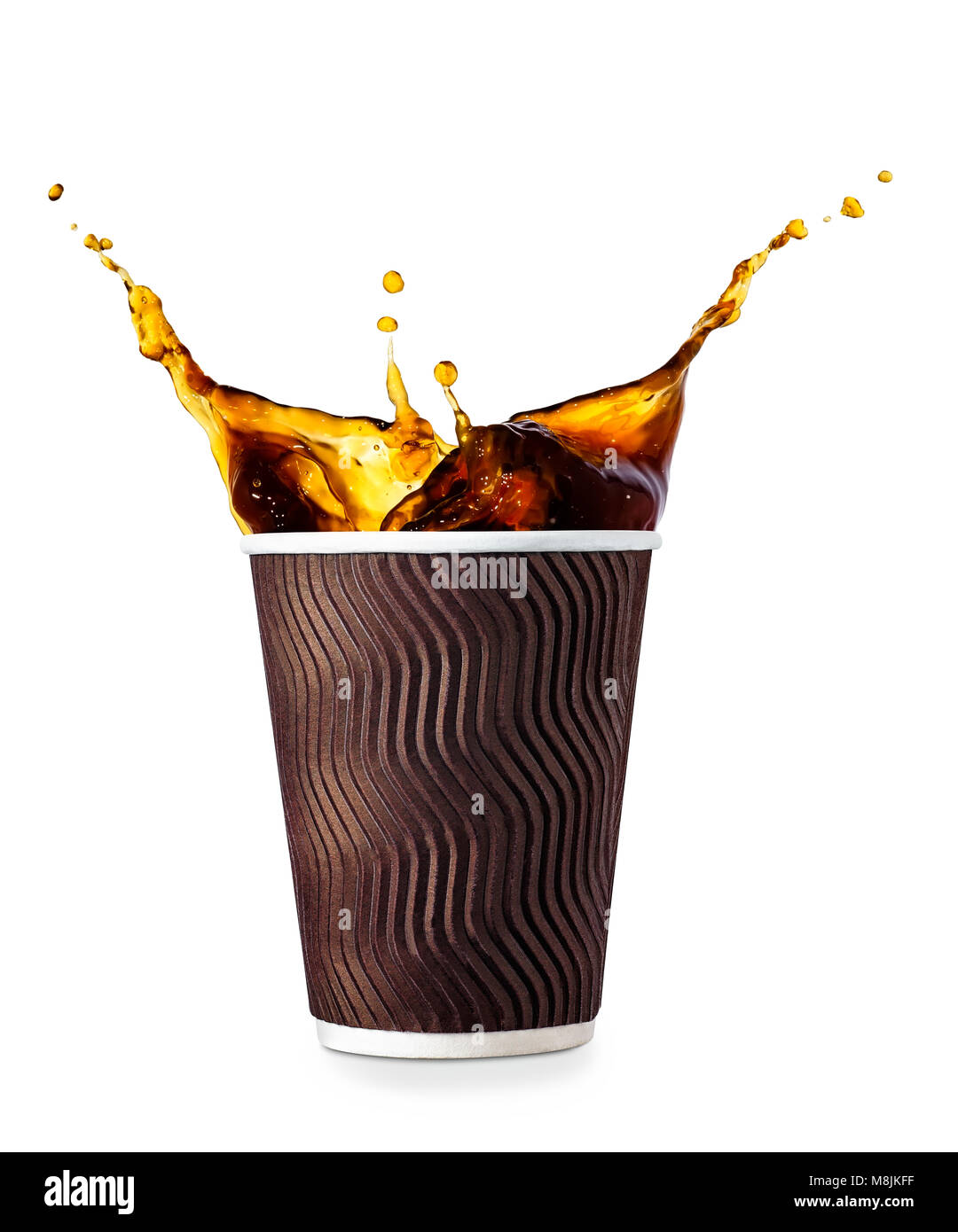 disposable cup with coffee splash Stock Photo - Alamy