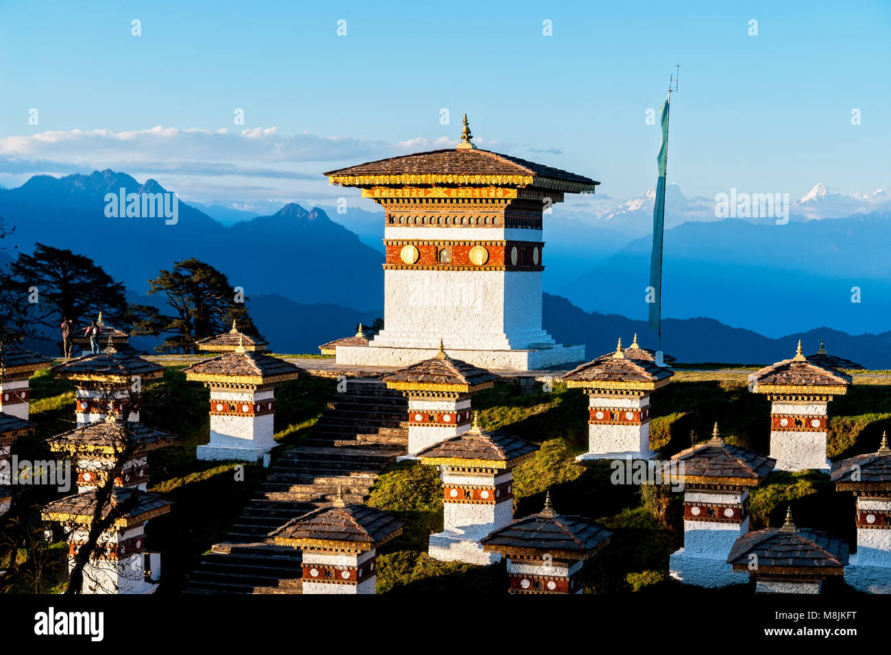 Sunset on Dochula Pass with Himalaya in background - Bhutan Stock Photo ...