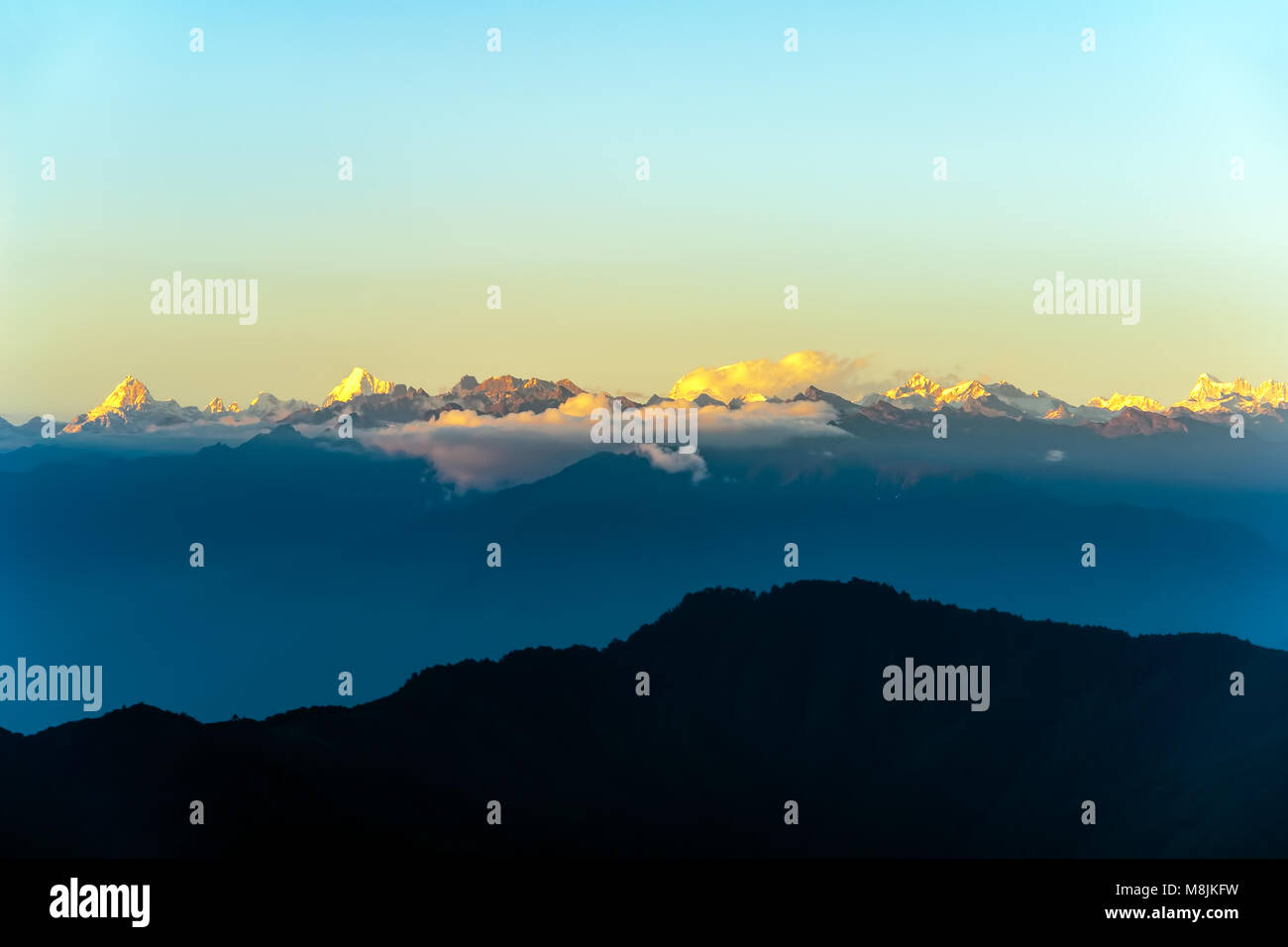 Sunset on Himalaya from Dochula Pass - Bhutan Stock Photo - Alamy