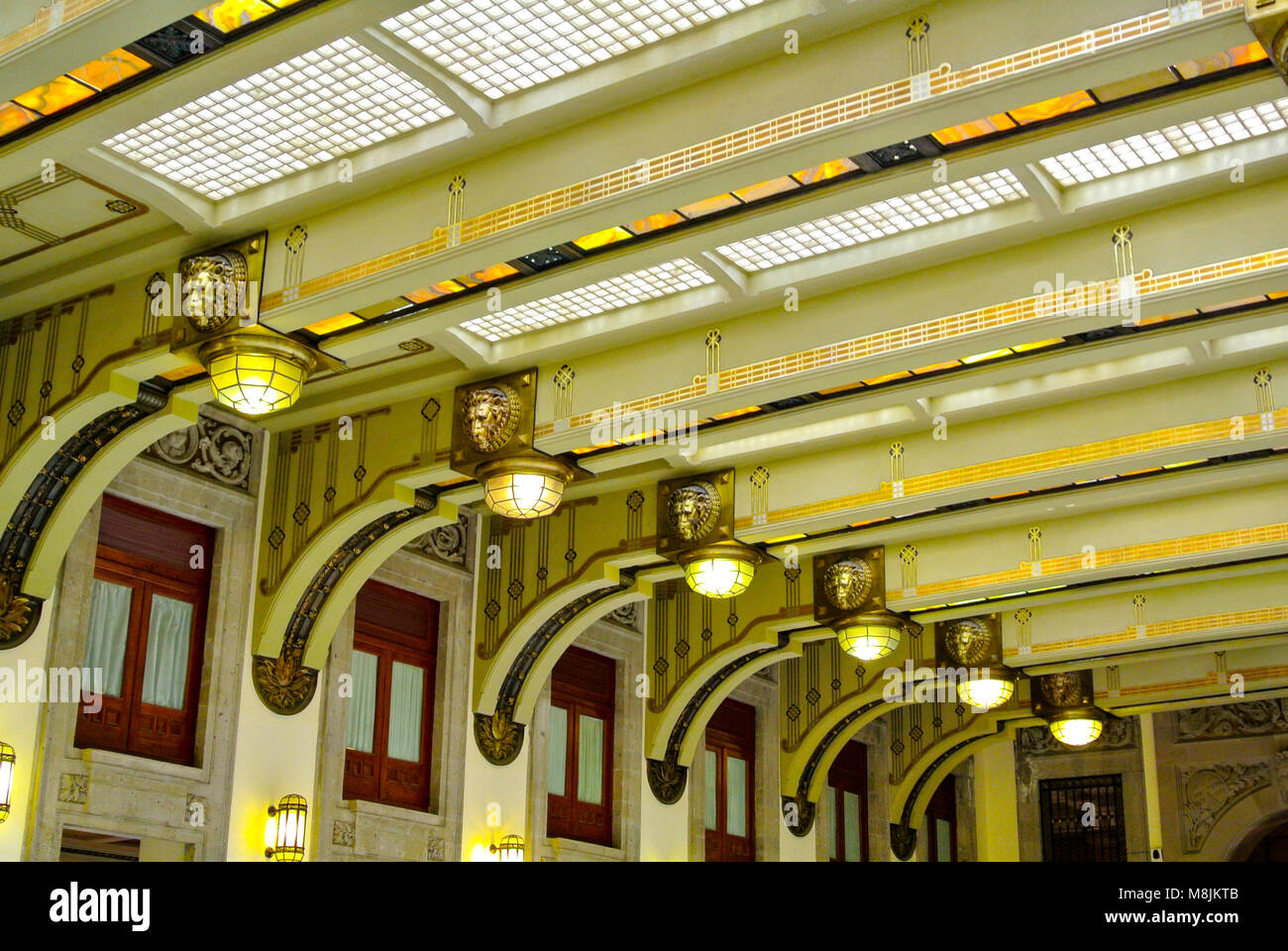Mexico City, CDMX, Mexico, The art-deco,ceiling at palacio nacional (in ...