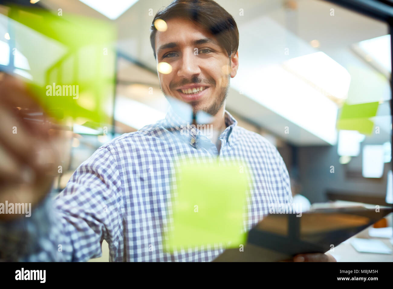 Man with reminders Stock Photo - Alamy
